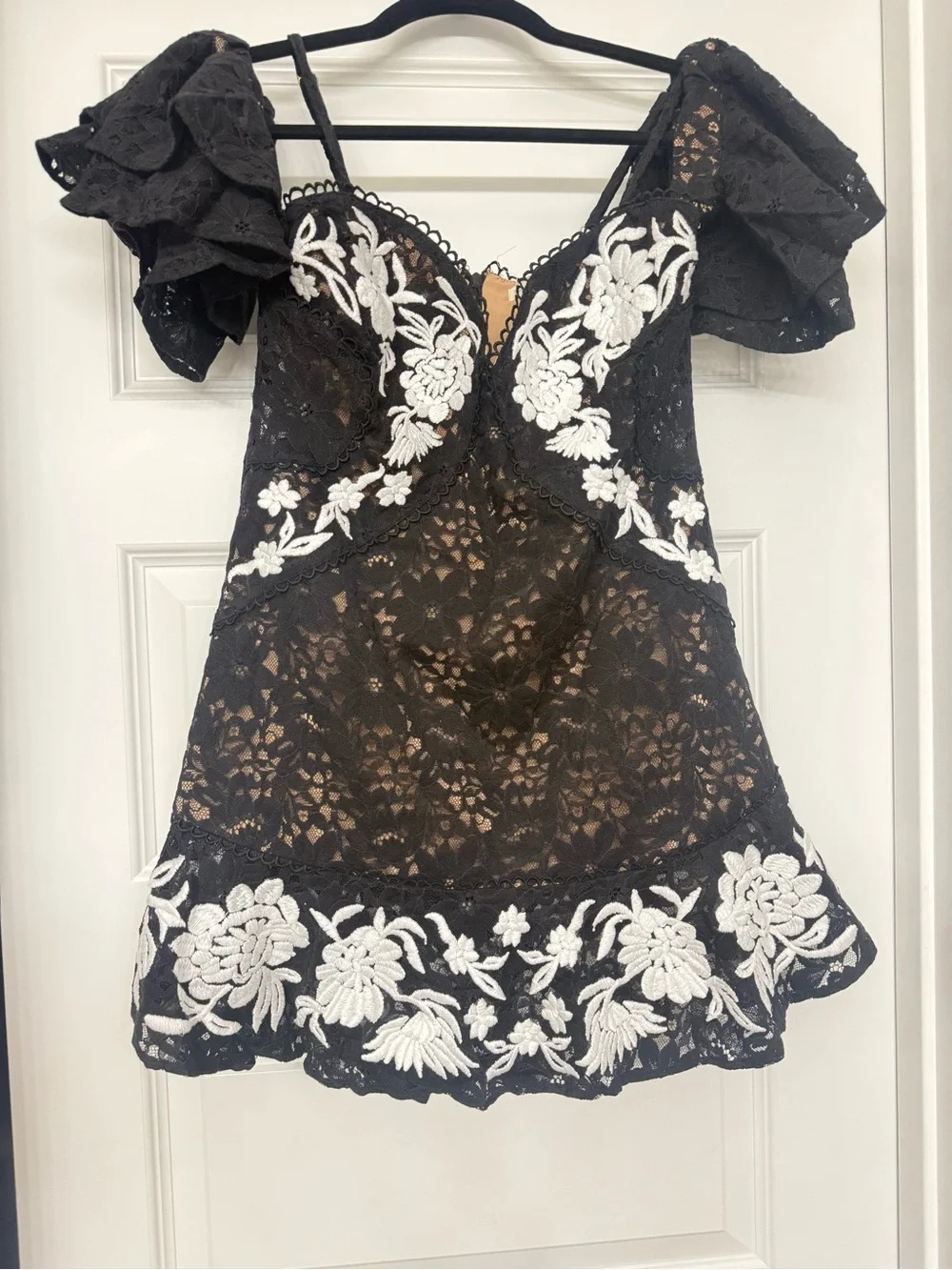 For Love And Lemons | Dresses | Black Lace Floral Embroidered Slip ...